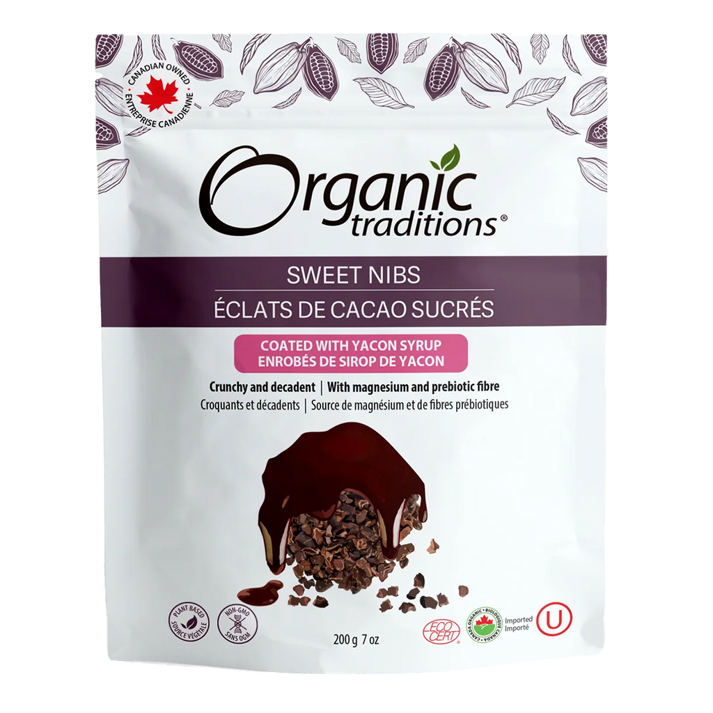 Organic Traditions Sweet Nibs Coated with Yacon Syrup 200g – Likecanada