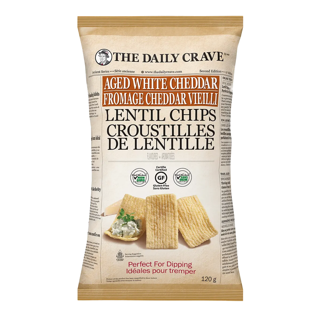 The Daily Crave Lentil Chips Aged White Cheddar 120g – Likecanada